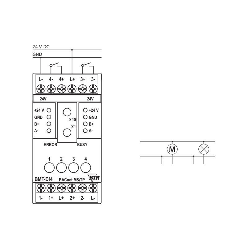 Module BACnet MS/TP Avec 4 Entrées Digitales - BMT-DI4 | BTIB